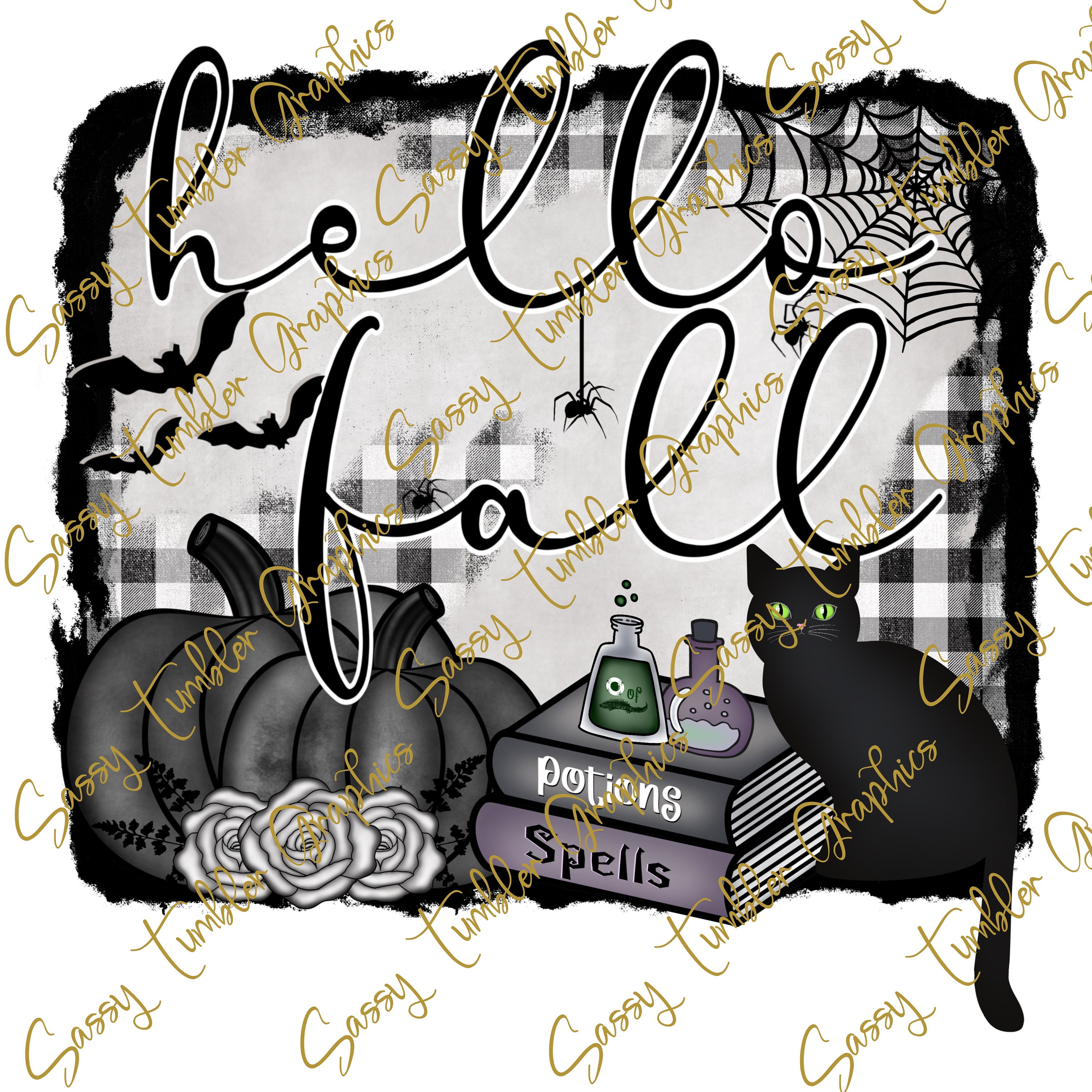 Black Hello Fall PNG Gothic Fall Png Fall Png Waterslide | Etsy