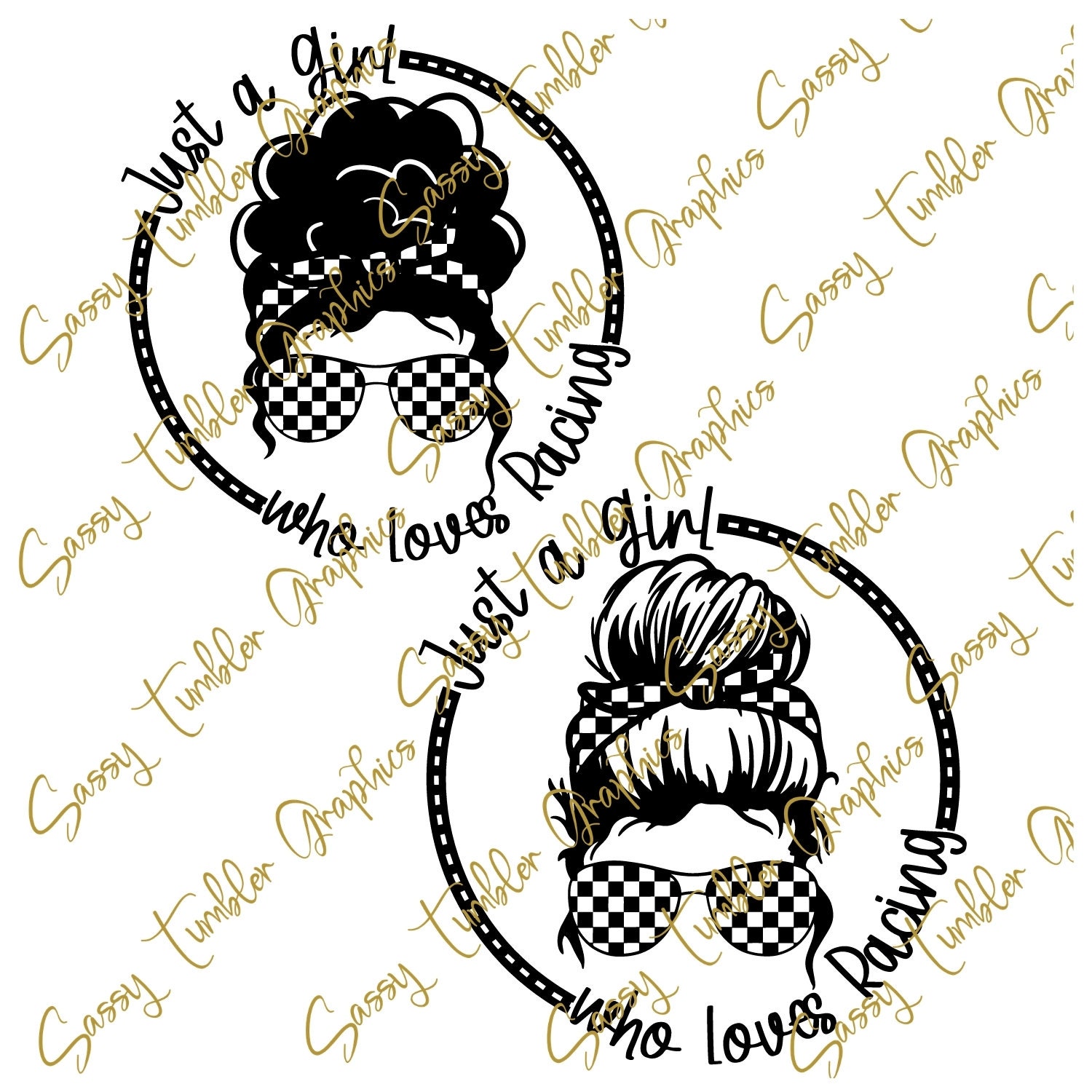 Svg Png Just A Girl Who Loves Racing Mom Bun Svg Png Skull Etsy New