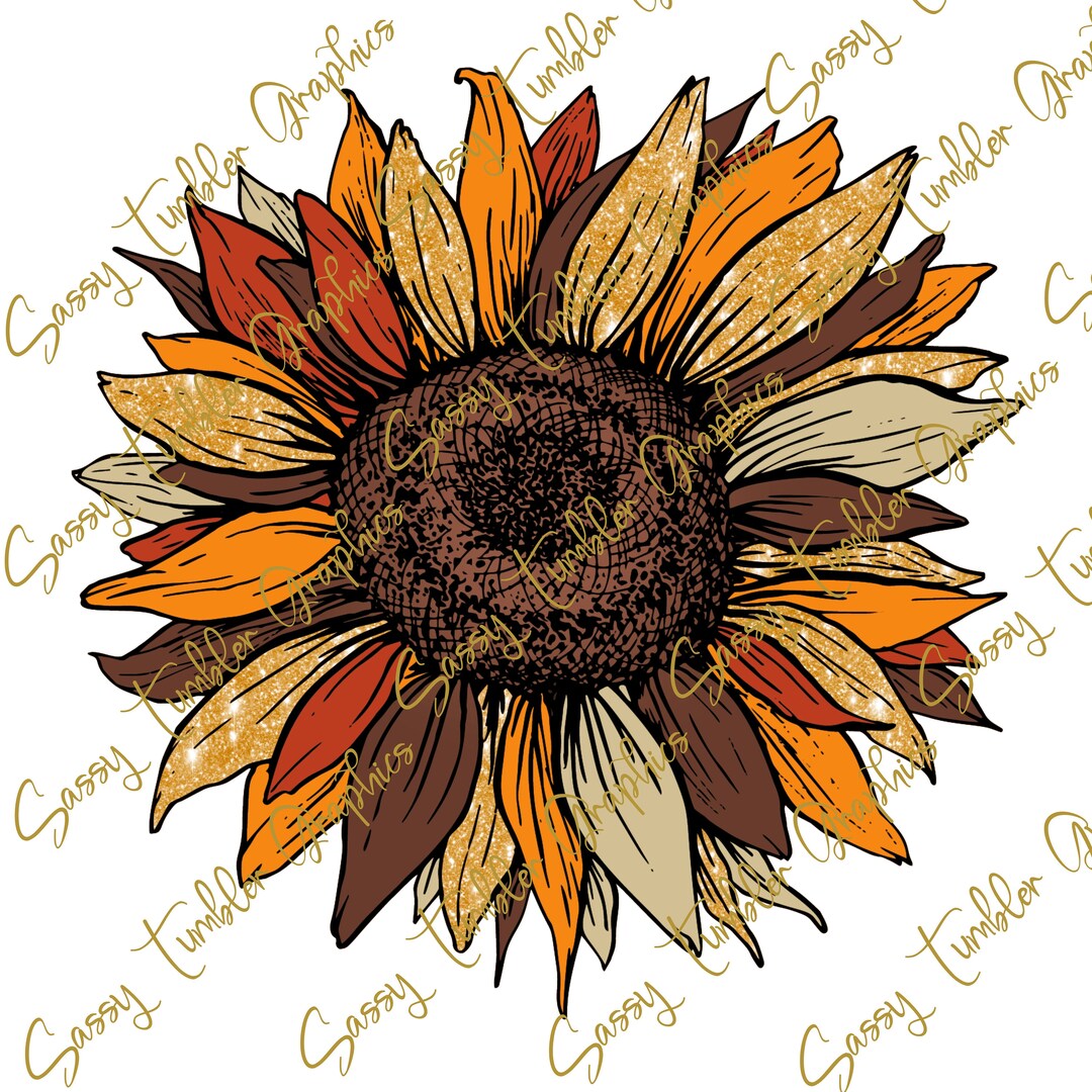 Fall Colored Sunflower PNG, Waterslide Digital Graphics, Sublimation ...