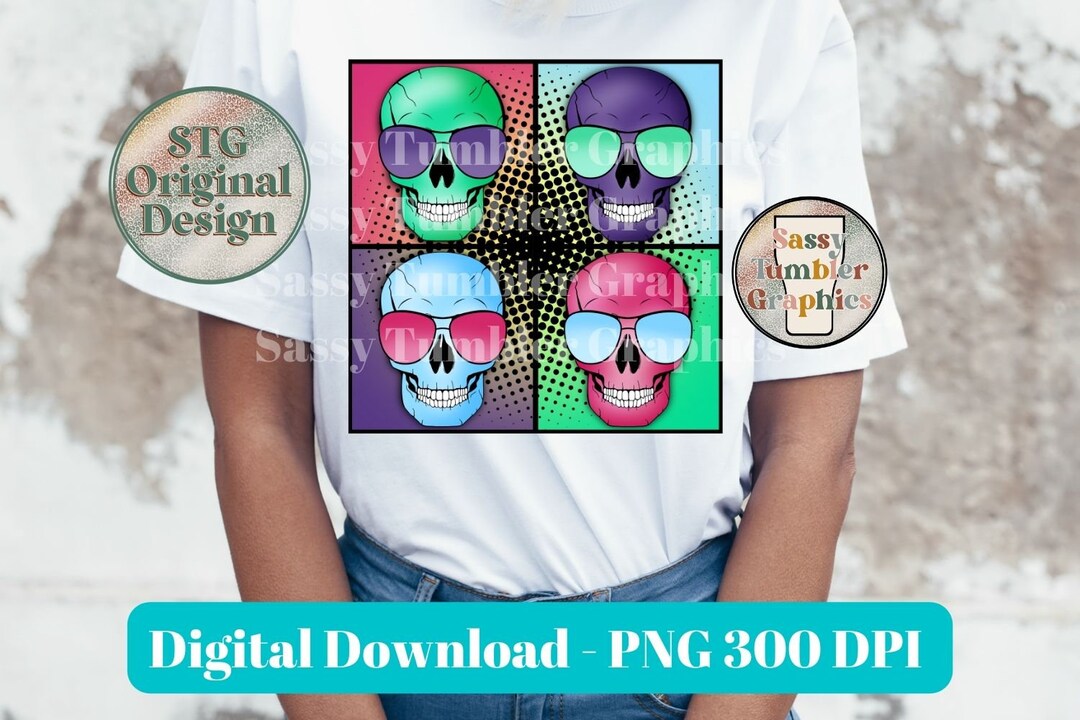 Pop Art Color Block Skulls PNG | Bright Color Pop Skull Sublimation ...