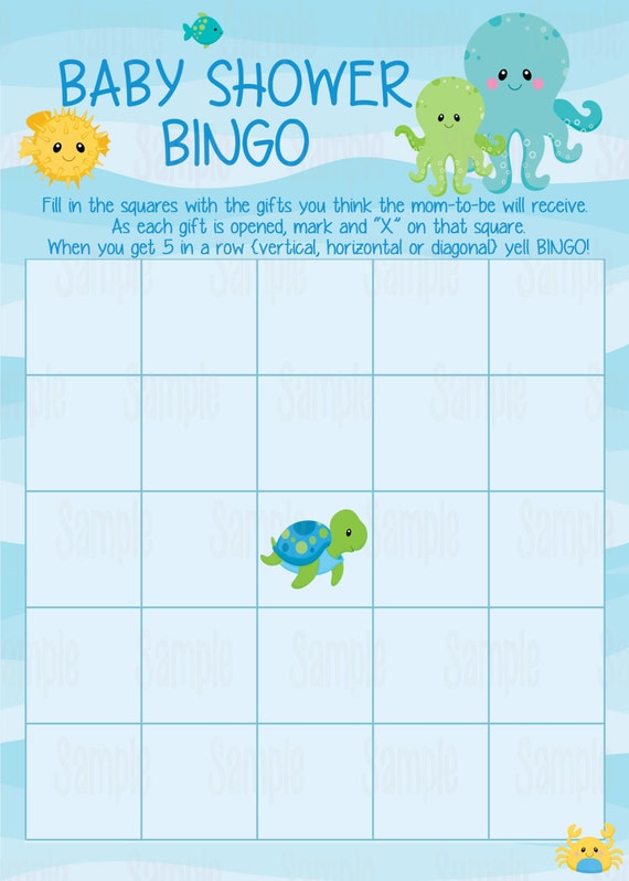 Instant Download Printable Under The Sea Baby Shower Bingo Cards by ...