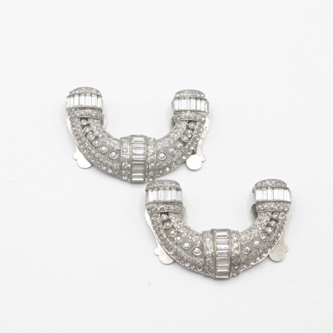 Vintage 1930s 1940s Art Deco Sparkling Rhinestone Hand Set Dress Clip ... Vintage 1930s 1940s Art Deco Sparkling Rhinestone Hand Set Dress Clip ...