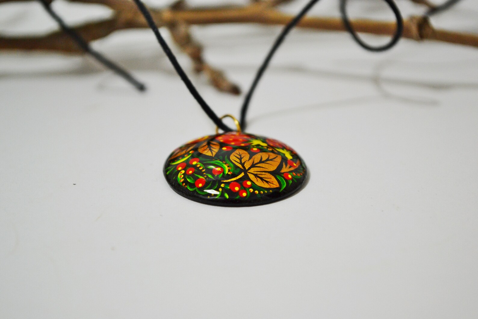 Pendant Wooden Hand Painted Handmade Painted Necklace - Etsy