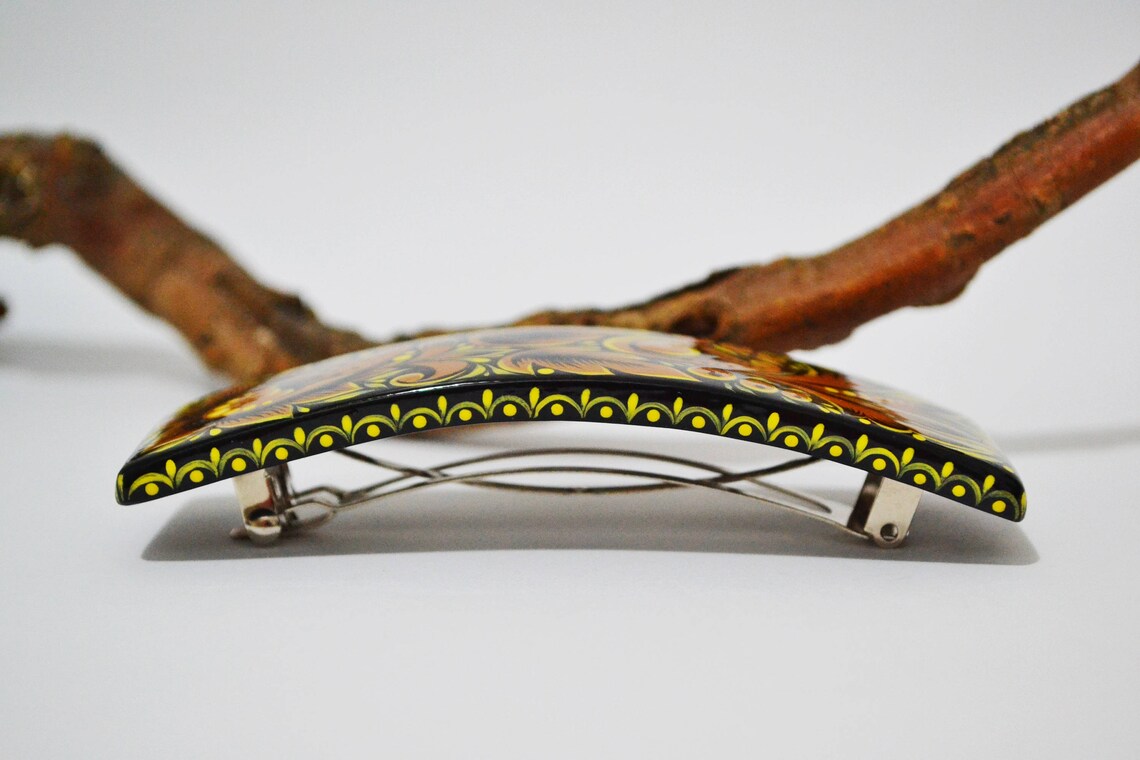 Hair Barrette Wooden Hand Painted Handmade Hair Clip Russian - Etsy