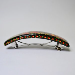 Hair Barrette Wooden Hand Painted Hair Clip Handmade Russian Folk Style ...