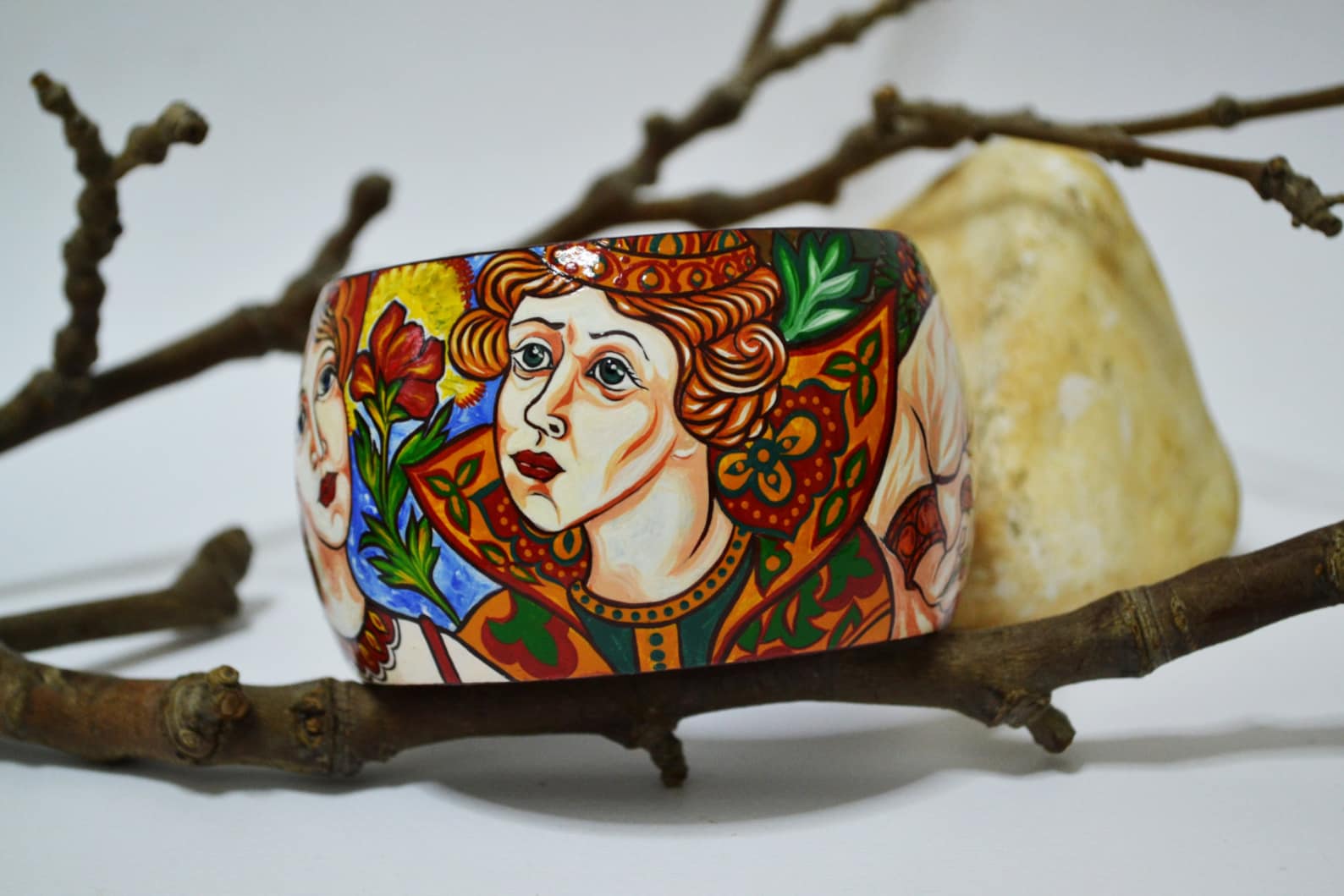 Bracelet Wooden Hand Painted Bangle Hand Painted beauty - Etsy