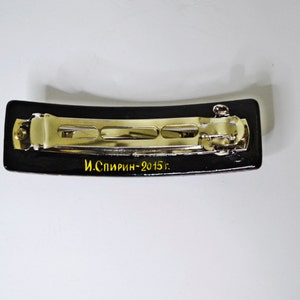 Hair Barrette Wooden Hand Painted Hair Clip Handmade Russian Folk Style ...