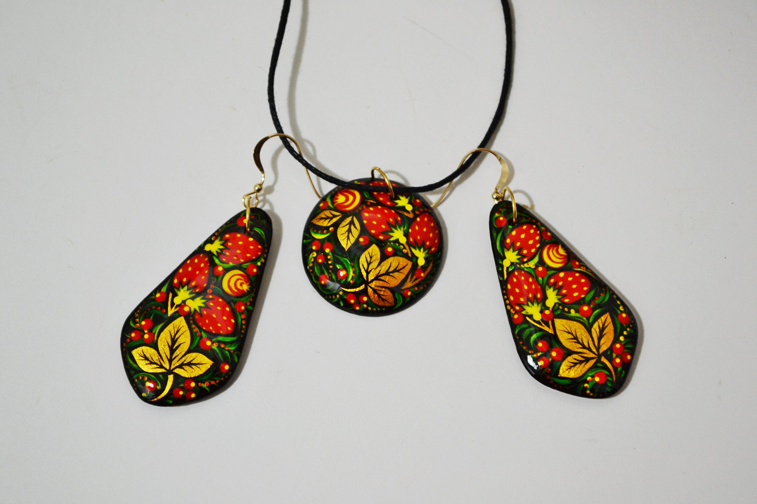 Pendant Wooden Hand Painted Handmade Painted Necklace | Etsy