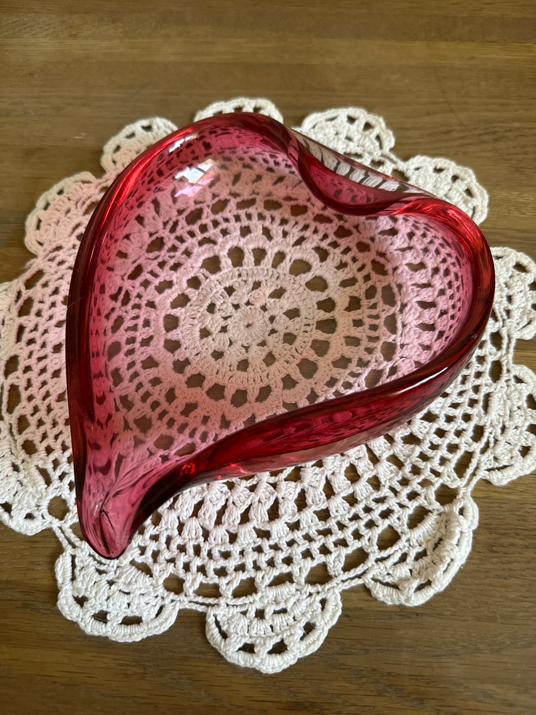 Vintage Red Heart Shaped Art Glass Ashtray or Dish - Etsy