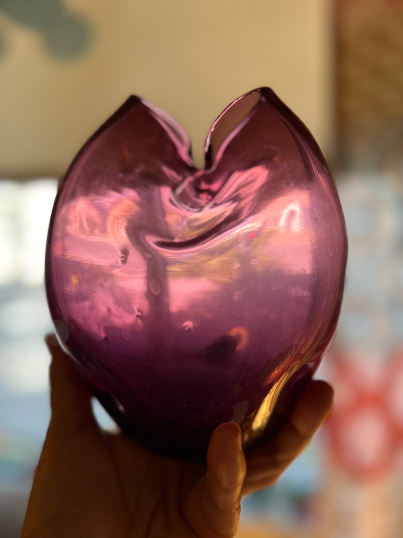Blenko Purple Art Glass Pinch Vase - Etsy