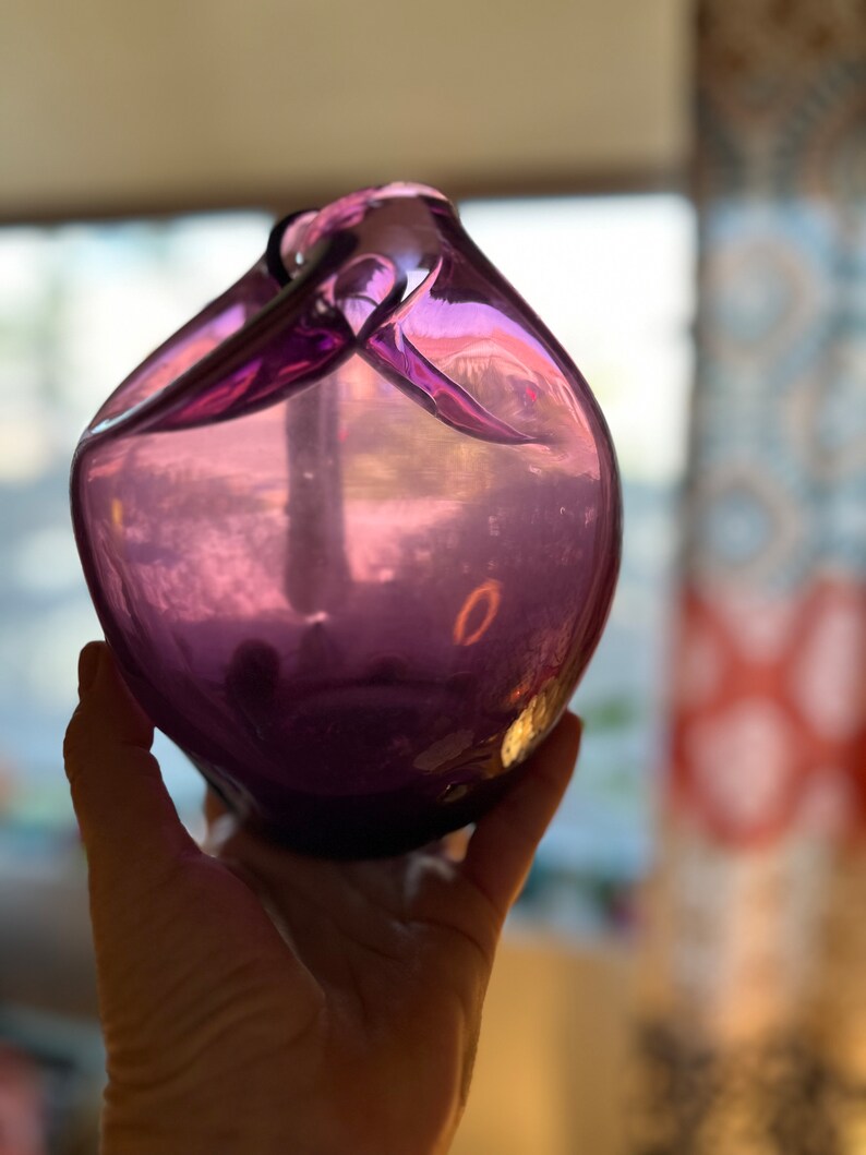 Blenko Purple Art Glass Pinch Vase - Etsy