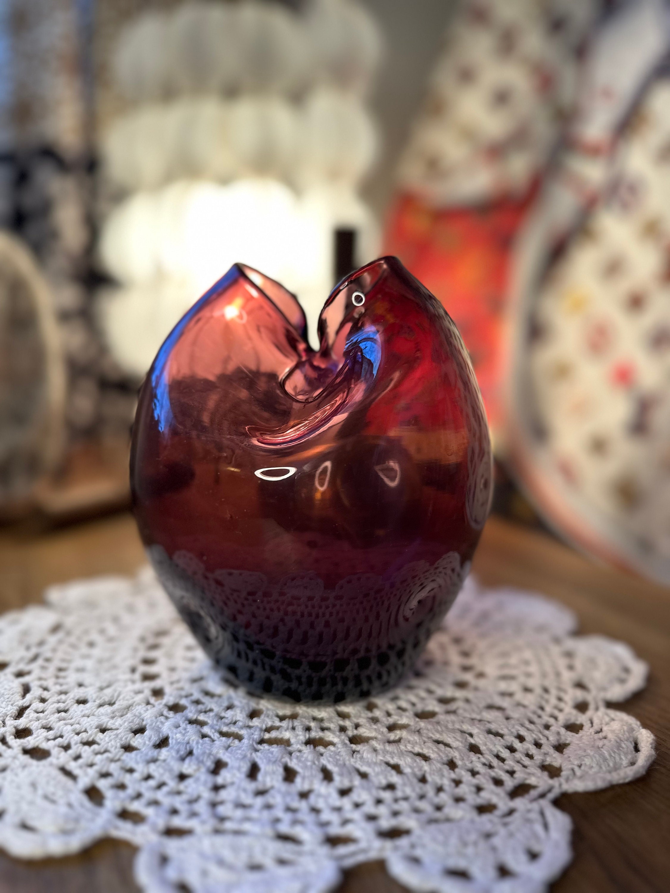 Blenko Purple Art Glass Pinch Vase - Etsy