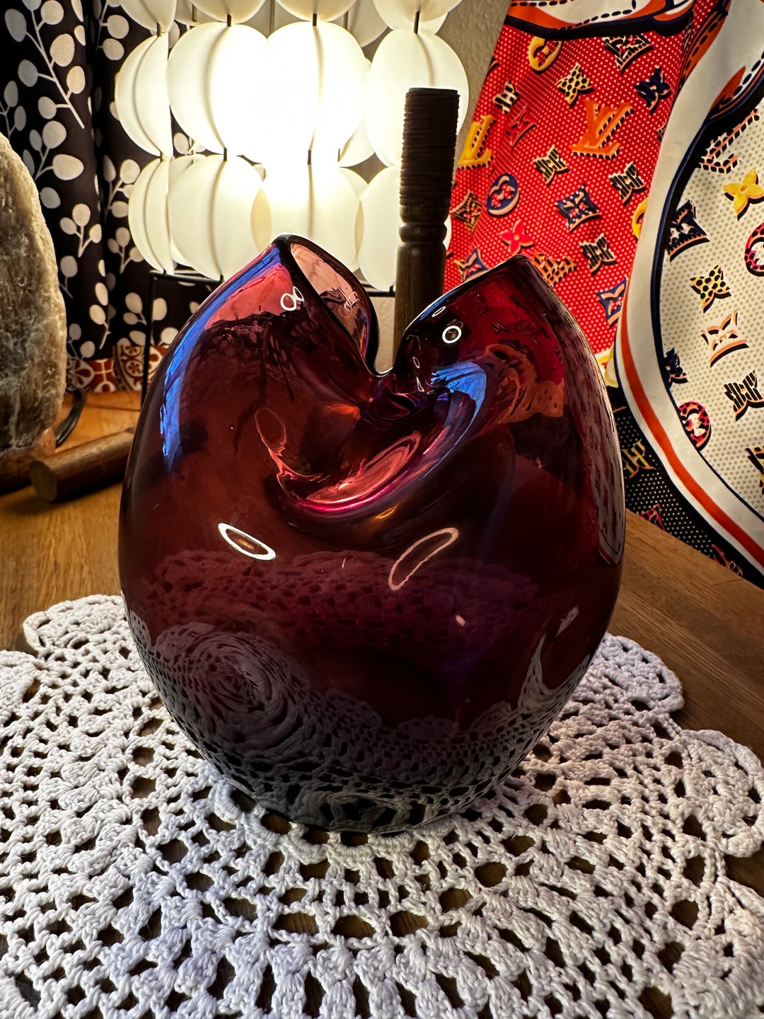 Blenko Purple Art Glass Pinch Vase - Etsy