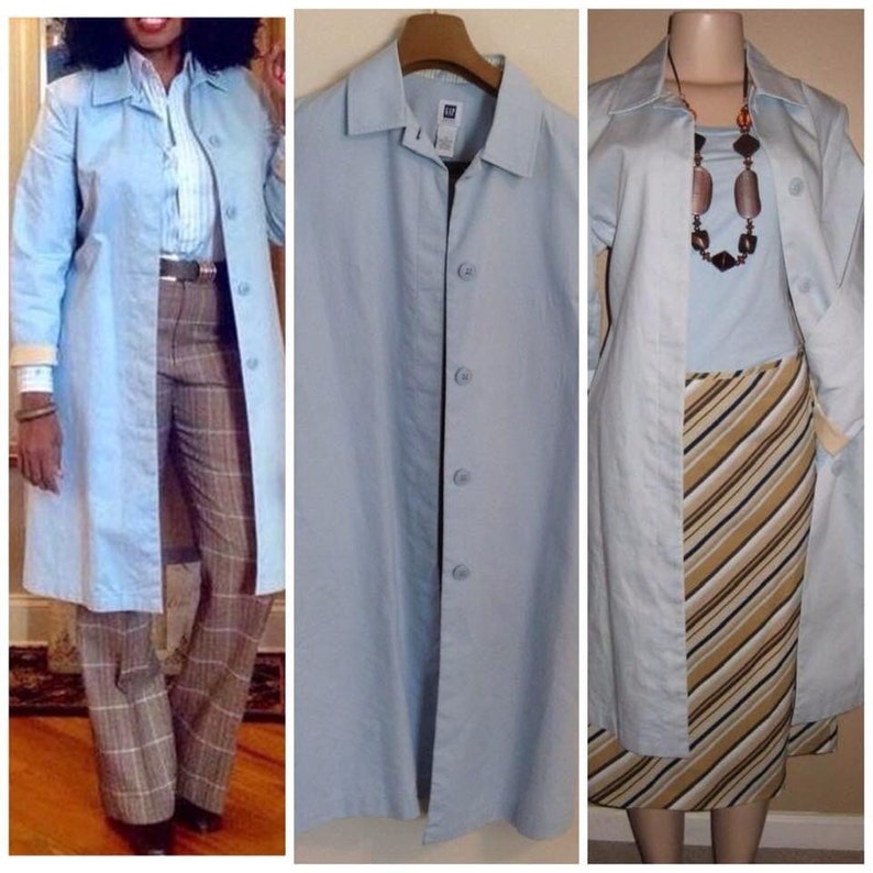 Light Blue Gap Vintage Lite Weather Trench Coat - Etsy