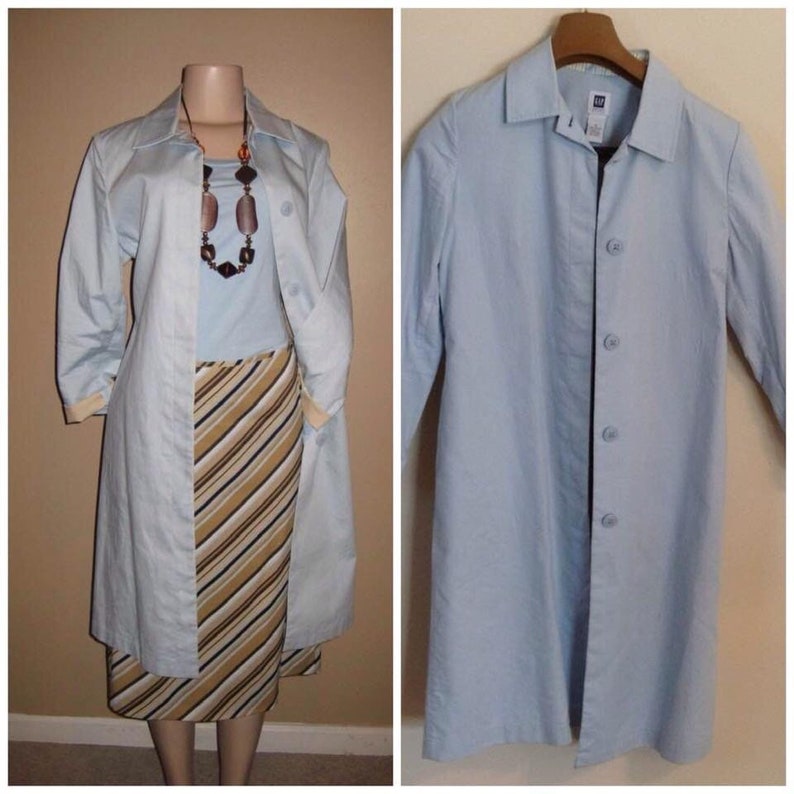 Light Blue Gap Vintage Lite Weather Trench Coat - Etsy