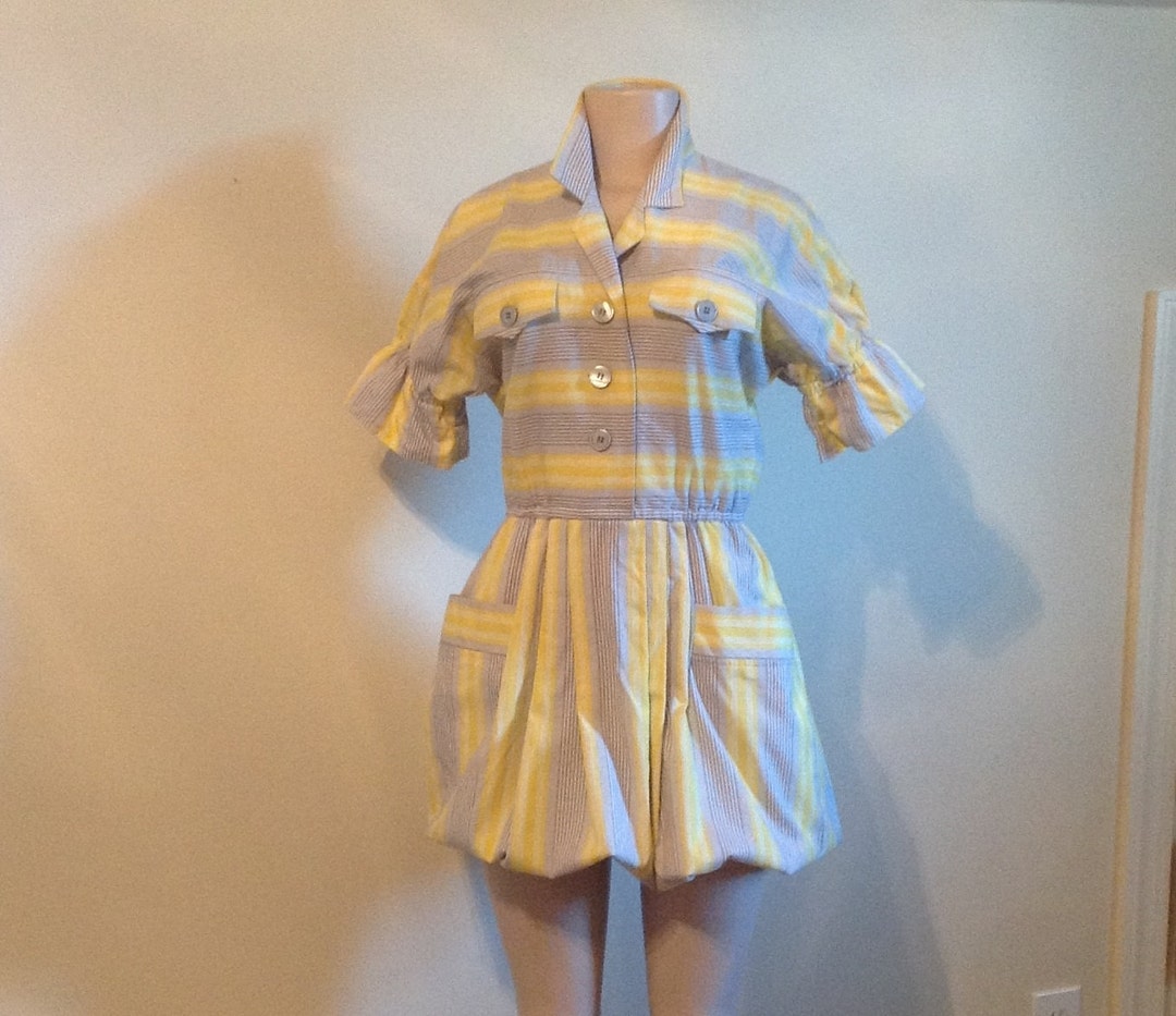 Yellow and Gray Balloon Bottom Dress up Cycled - Etsy