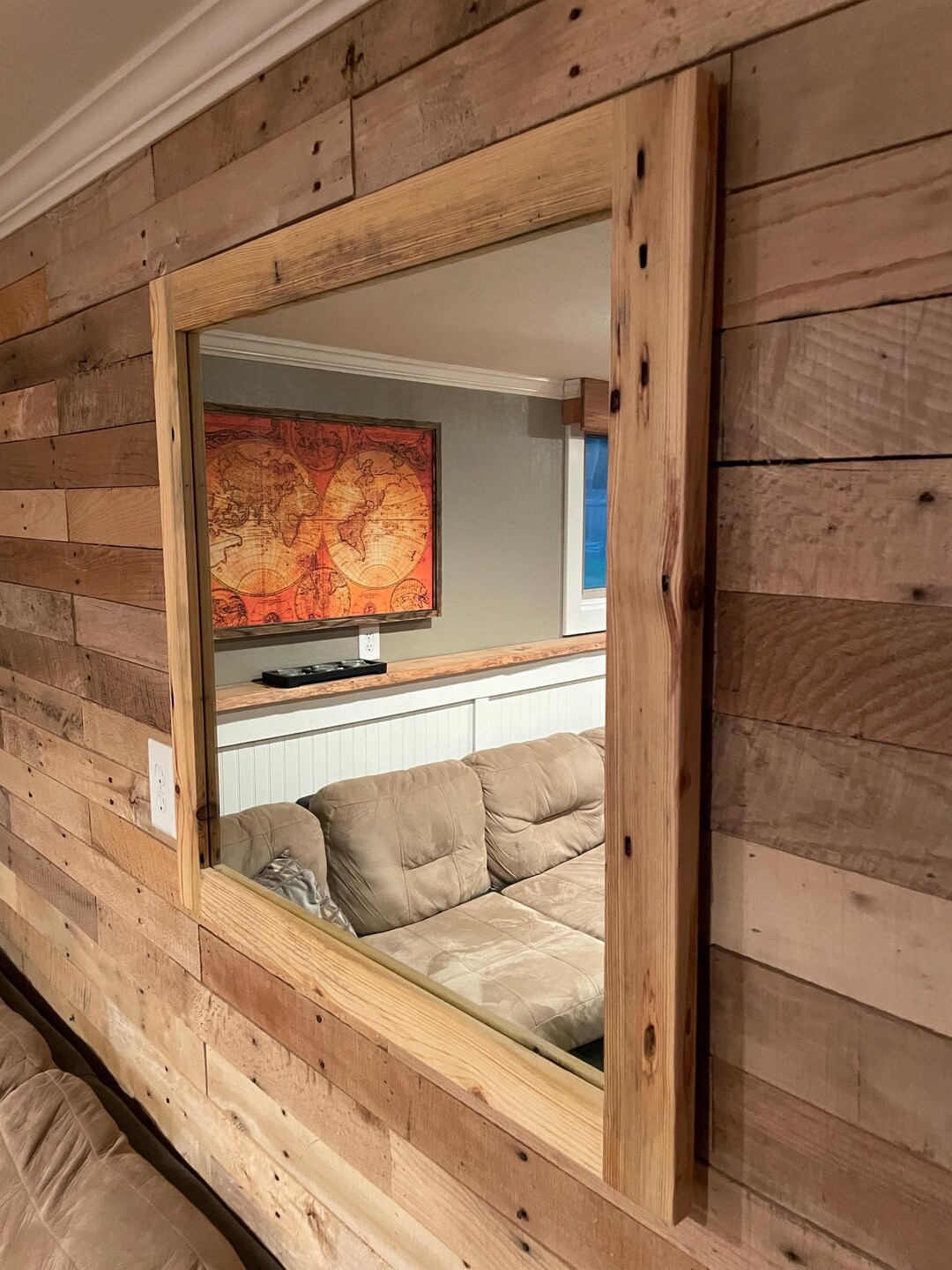 Rustic Pine Mirror | Handcrafted Hallway Mirror | Knotty Pine Frame ...