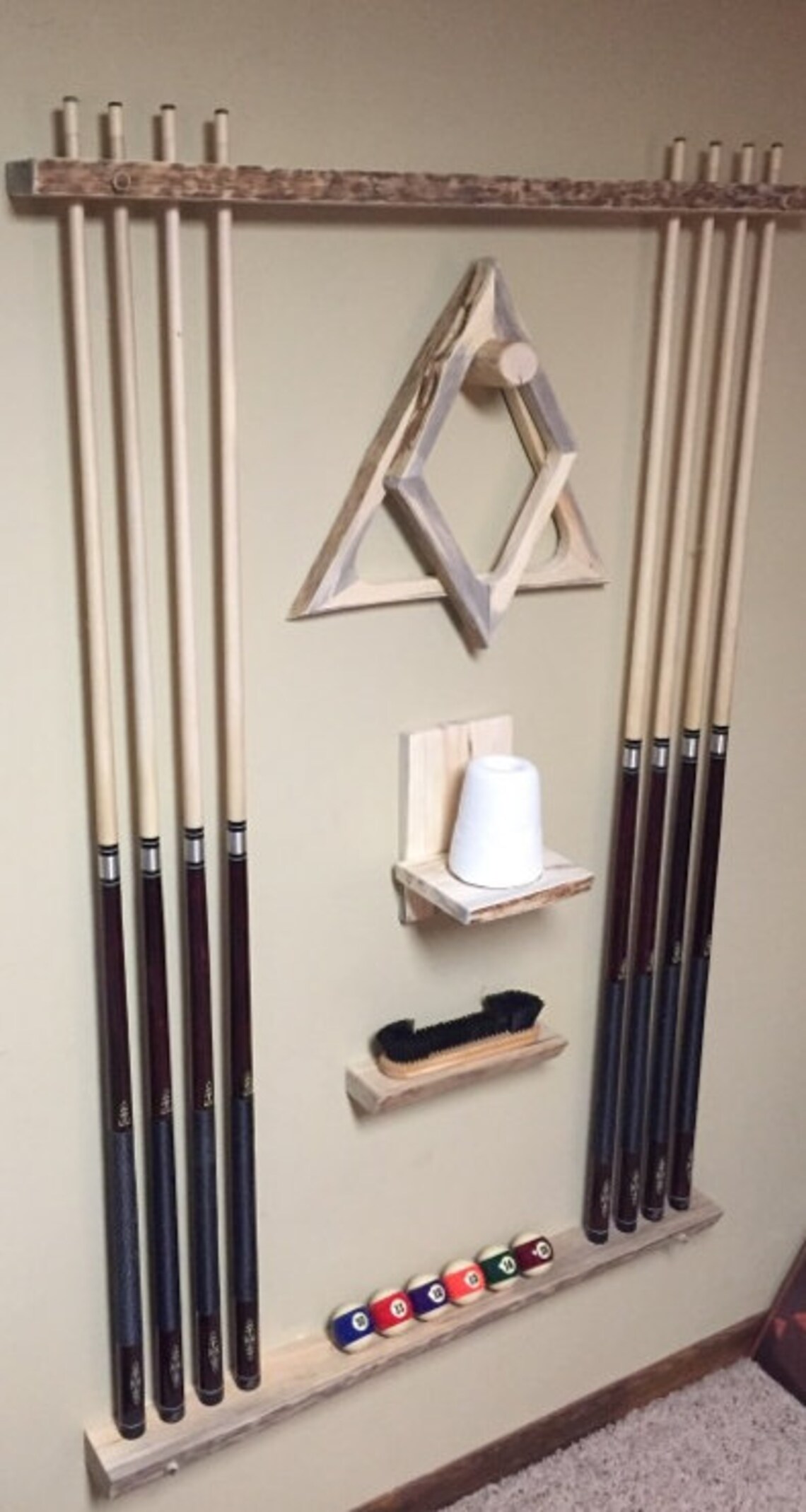 Deluxe Rustic Pool Cue Rack | Etsy
