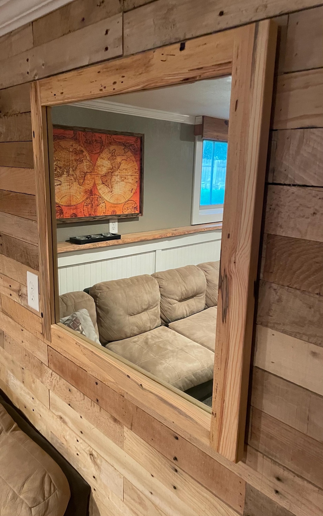 Rustic Pine Mirror Handcrafted Hallway Mirror Knotty Pine Frame Red ...