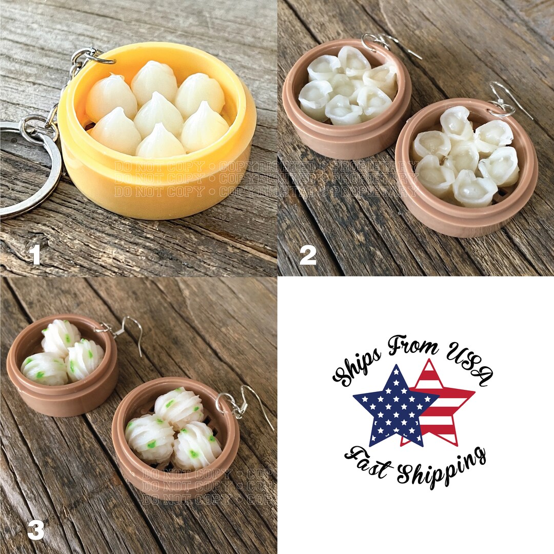 Variety Dumplings Acrylic Chinese Food Charm Earrings or - Etsy