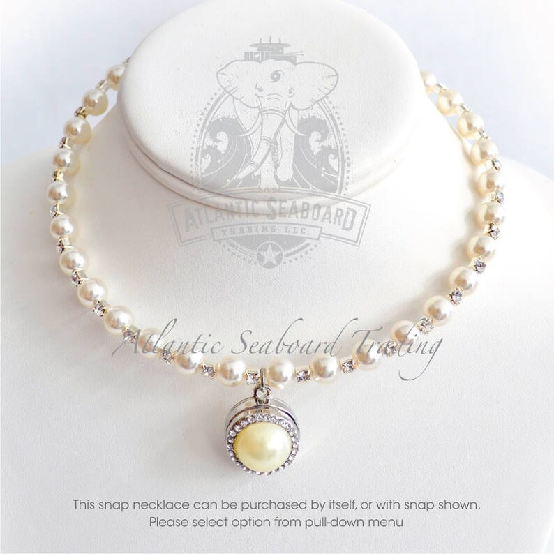 Pearl and Rhinestone Choker Snap Necklace fits 18-20 mm Snap | Etsy