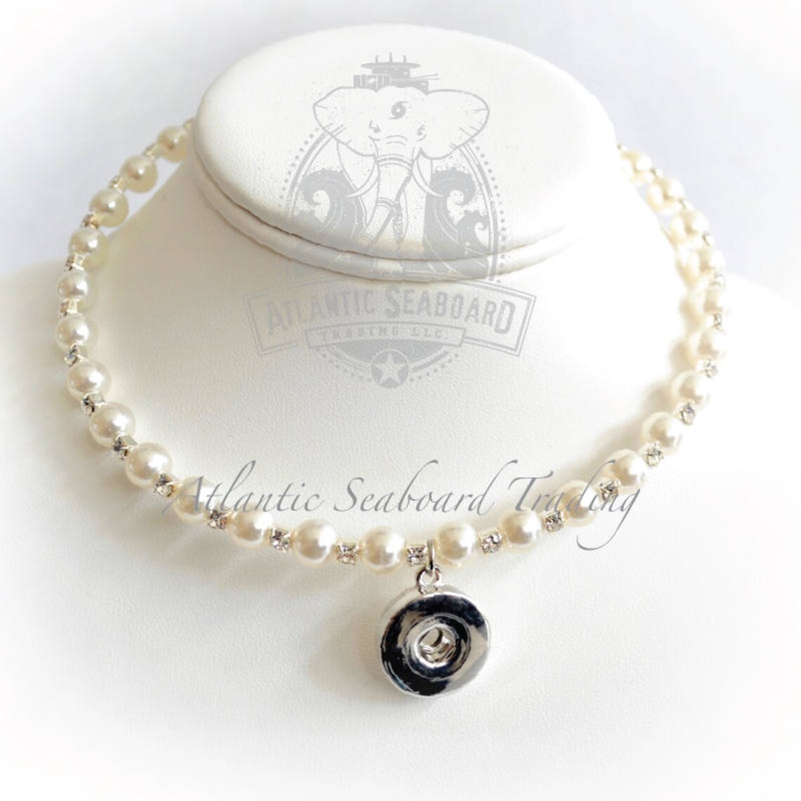 Pearl and Rhinestone Choker Snap Necklace fits 18-20 mm Snap - Etsy.de