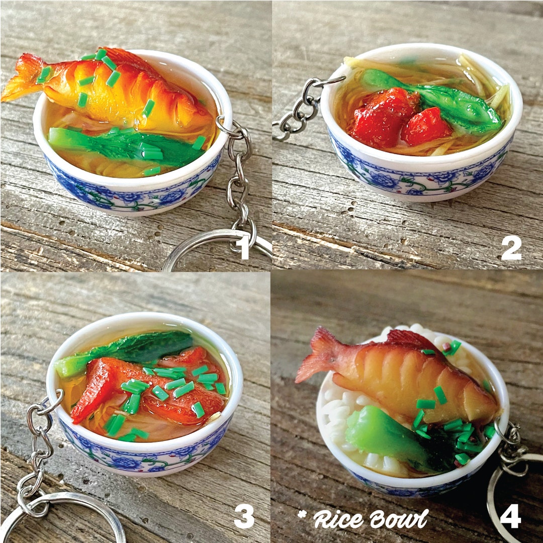 Japanese Miniature Food White Porcelain Bowl of Ramen Keychain Style 1 ...