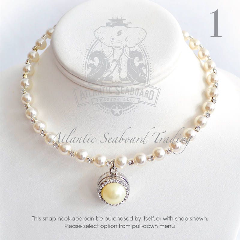 Pearl and Rhinestone Choker Snap Necklace fits 18-20 mm Snap - Etsy.de