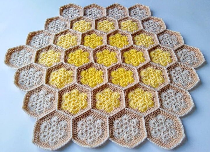 Honeycomb Crochet Blanket Pattern US Terms - Etsy