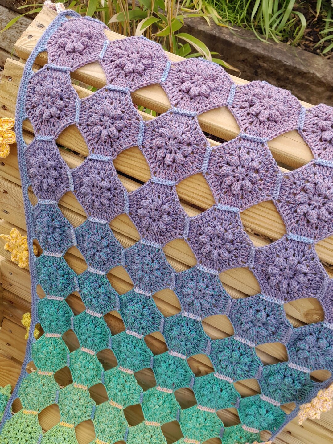 Octagon Flowers Shawl Crochet Pattern US Terms - Etsy