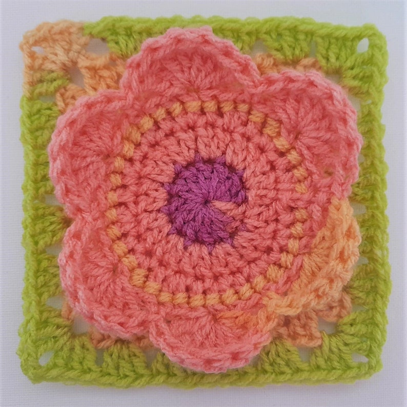 Lily Pad Granny Square Crochet Pattern UK Terms - Etsy