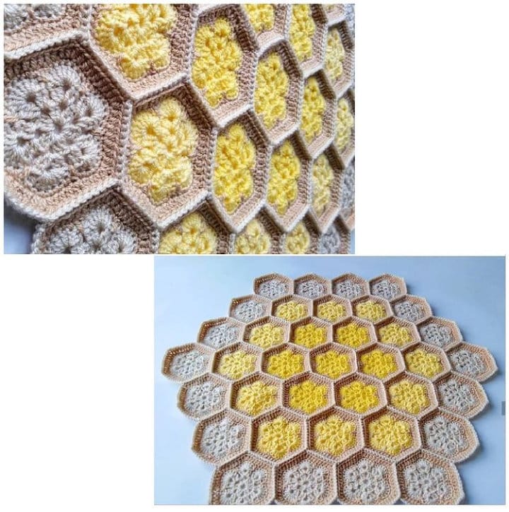 Honeycomb Crochet Blanket Pattern US Terms - Etsy