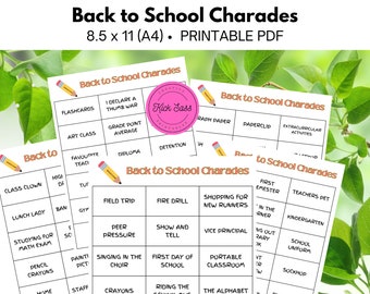 Back to School Charades/ Pictionary Game, Printable Back to School Game ...