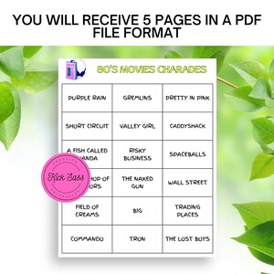 80's Movies Charades - Etsy