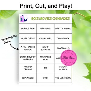 80's Movies Charades - Etsy