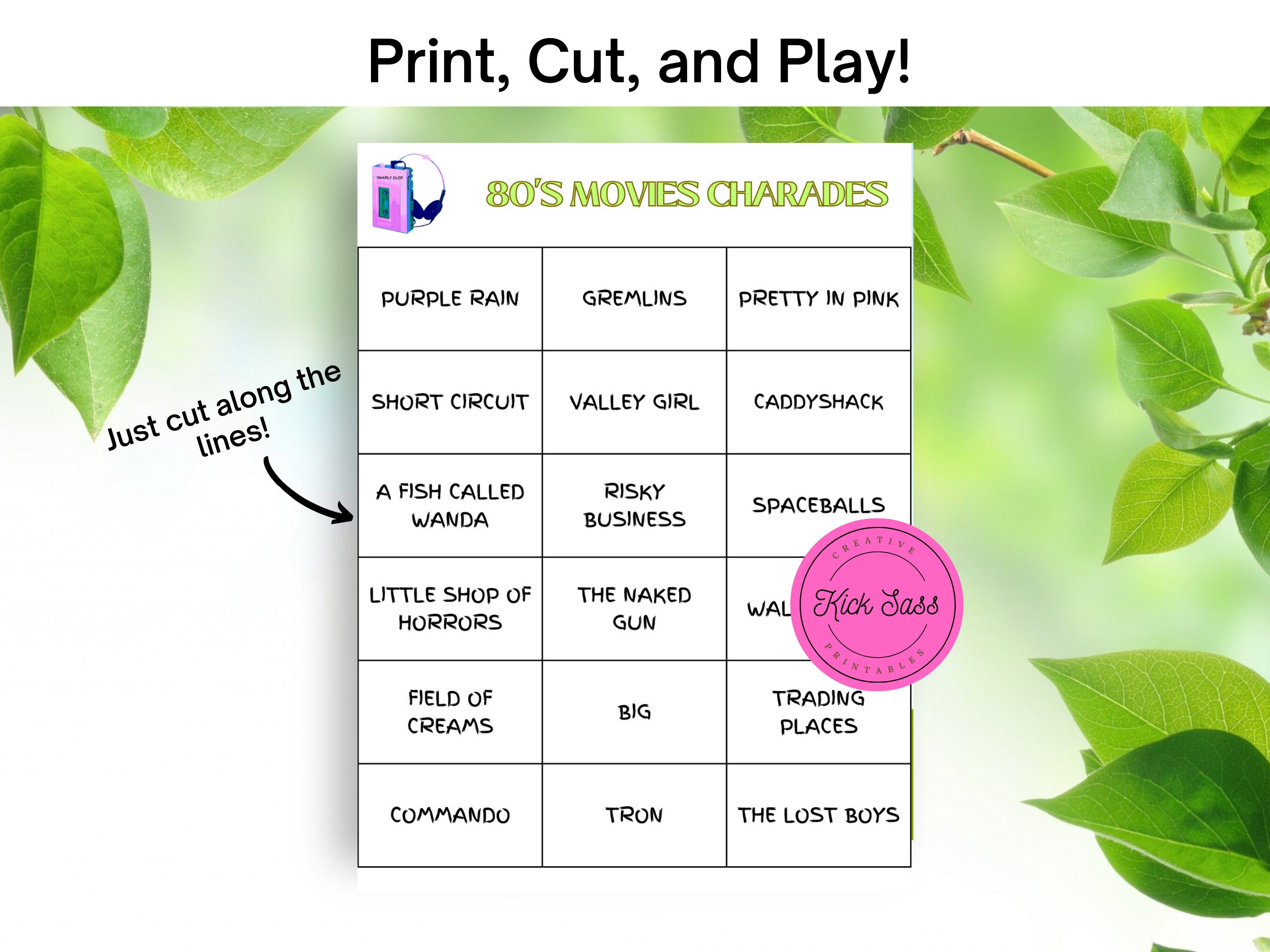 80's Movies Charades - Etsy