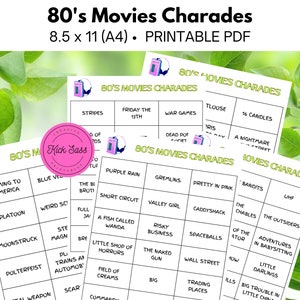 80's Movies Charades - Etsy