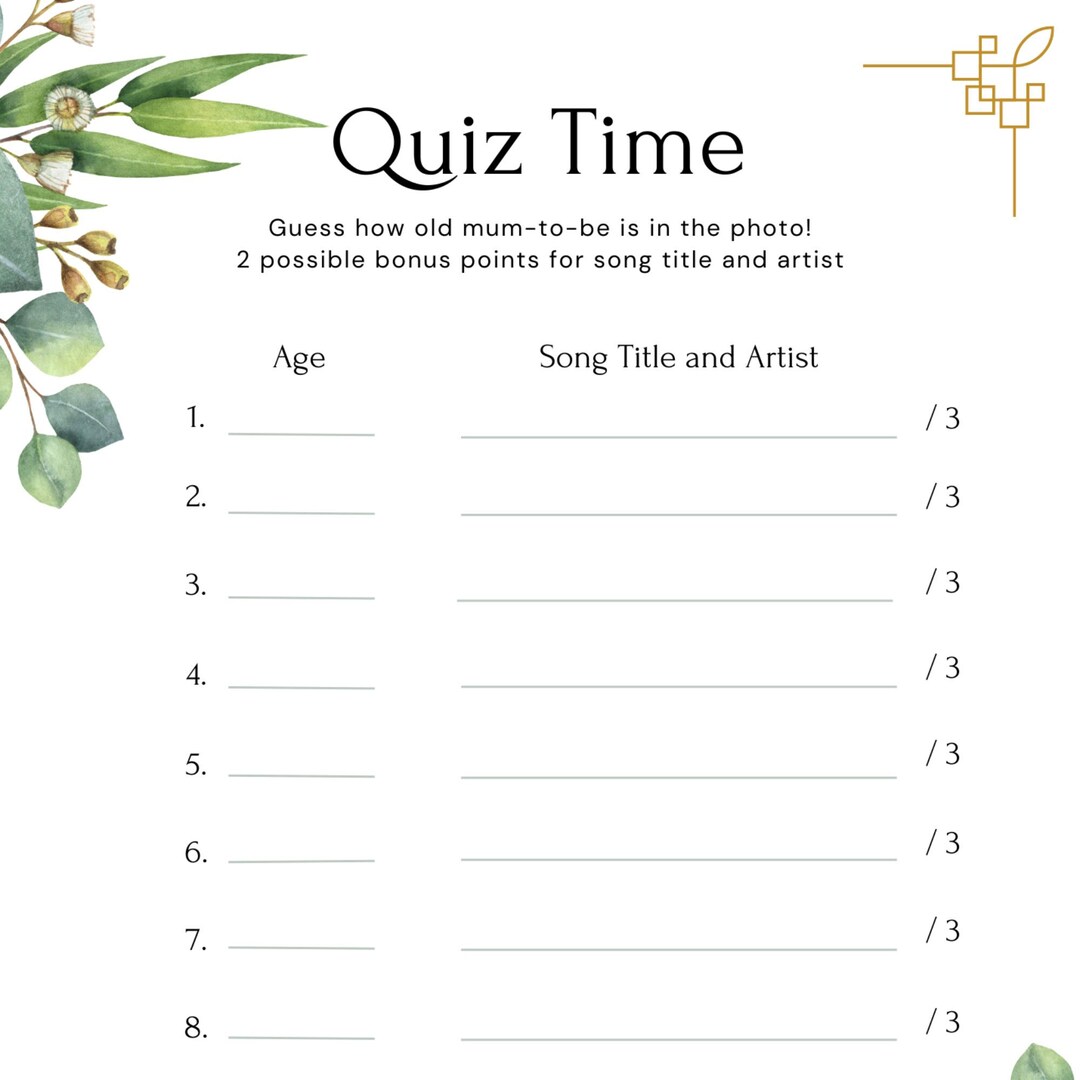 Baby Shower Guess the Age Photo and Music Quiz - Etsy