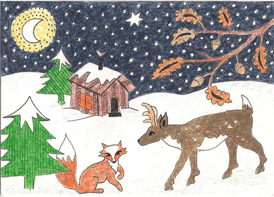 My Little Log Cabin and Friends-christmas Card-card Christmas Card-fox ...
