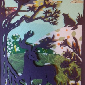Wolf and Deer Handmade Papercut and Collage Paper Art Gift - Etsy