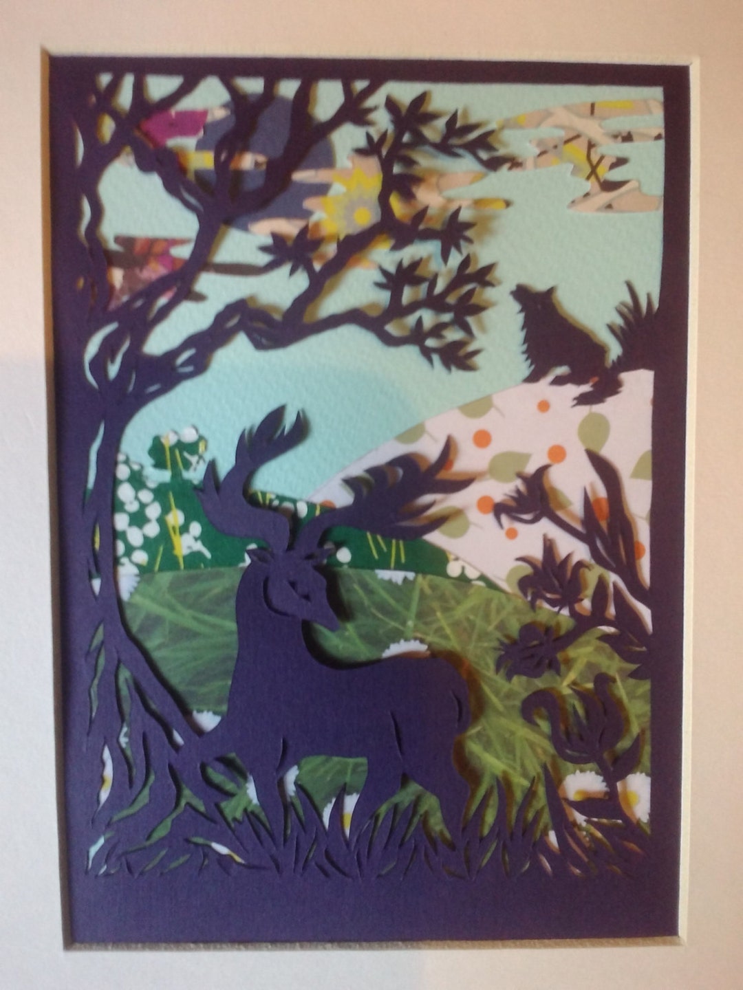 Wolf and Deer Handmade Papercut and Collage Paper Art Gift - Etsy