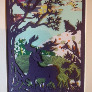 Wolf and Deer Handmade Papercut and Collage Paper Art Gift - Etsy