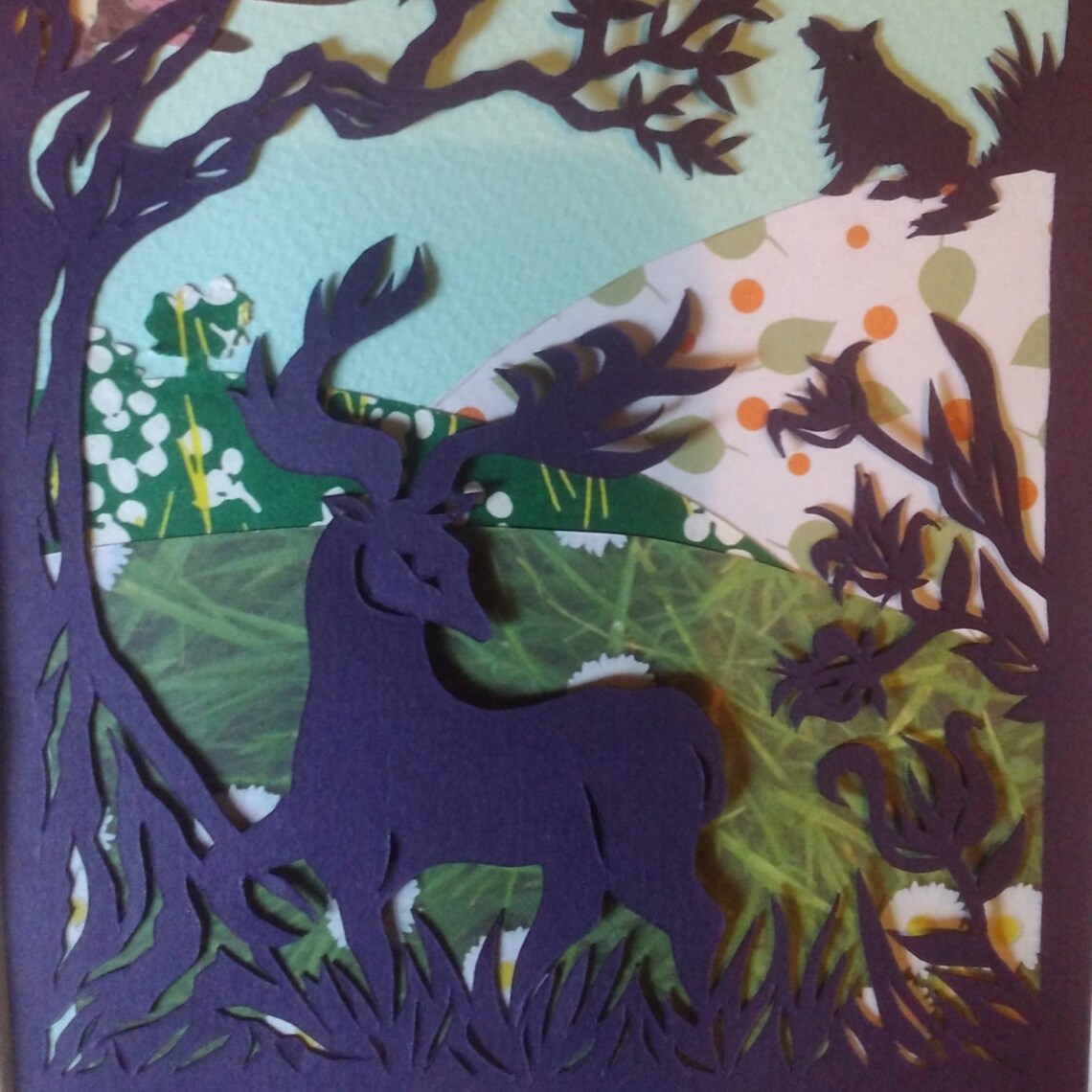 Wolf and Deer Handmade Papercut and Collage Paper Art Gift - Etsy