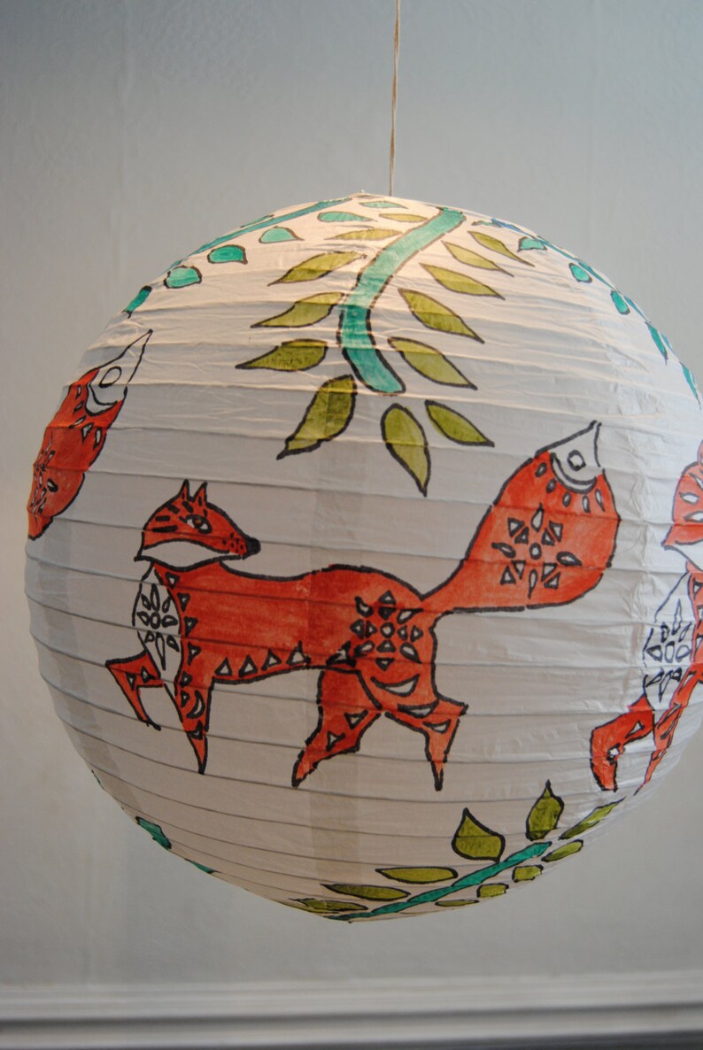 Foxy Goes a Courting - Hand Painted Lampshade- Rice Paper Lampshade ...