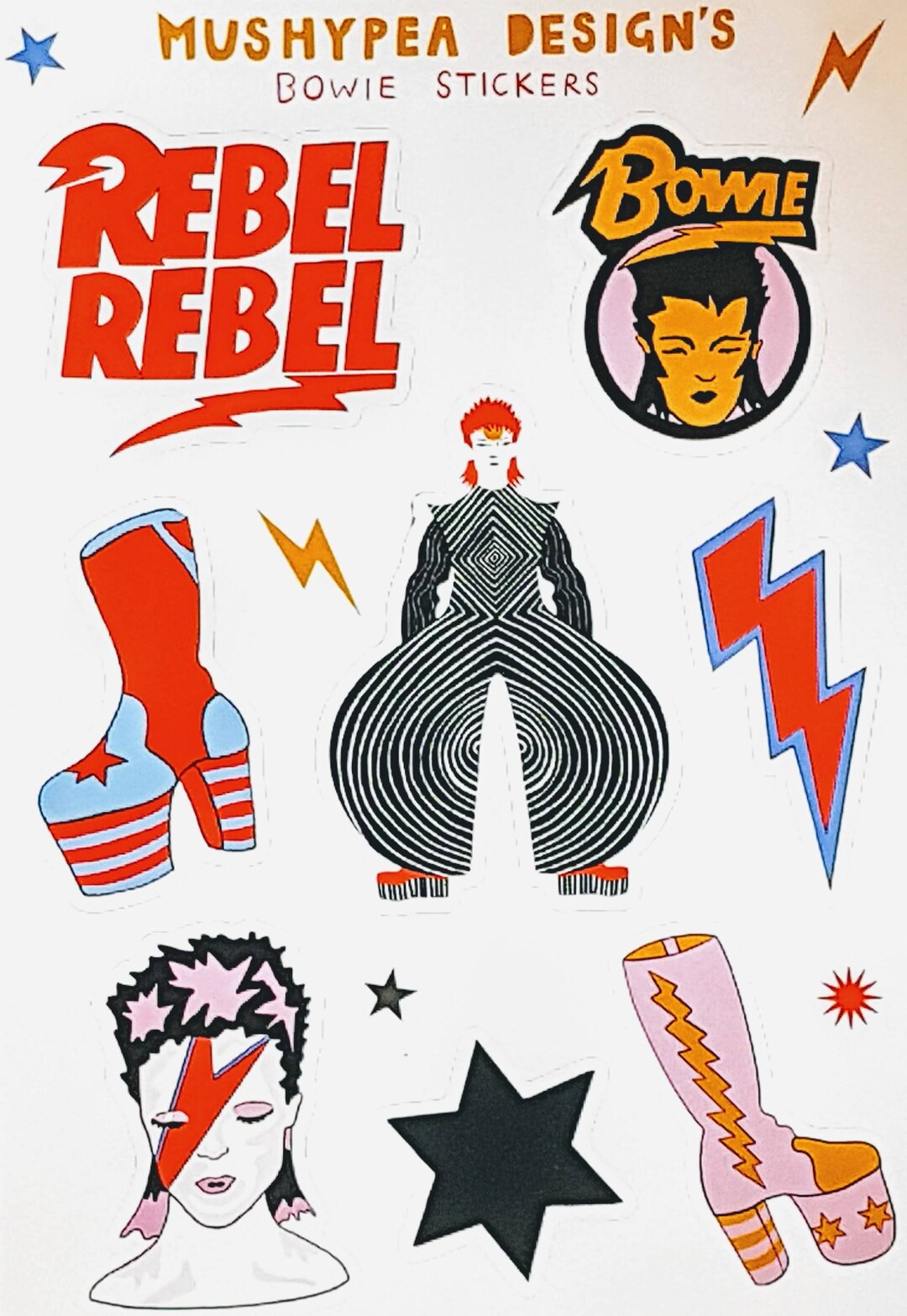 Bowie Stickers bowie Sticker Sheet Bowie - Etsy