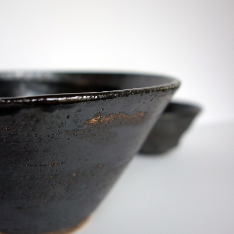 Set of Two Black Pottery Bowls. Black Ceramic Bowl. Black Matte Pottery ...