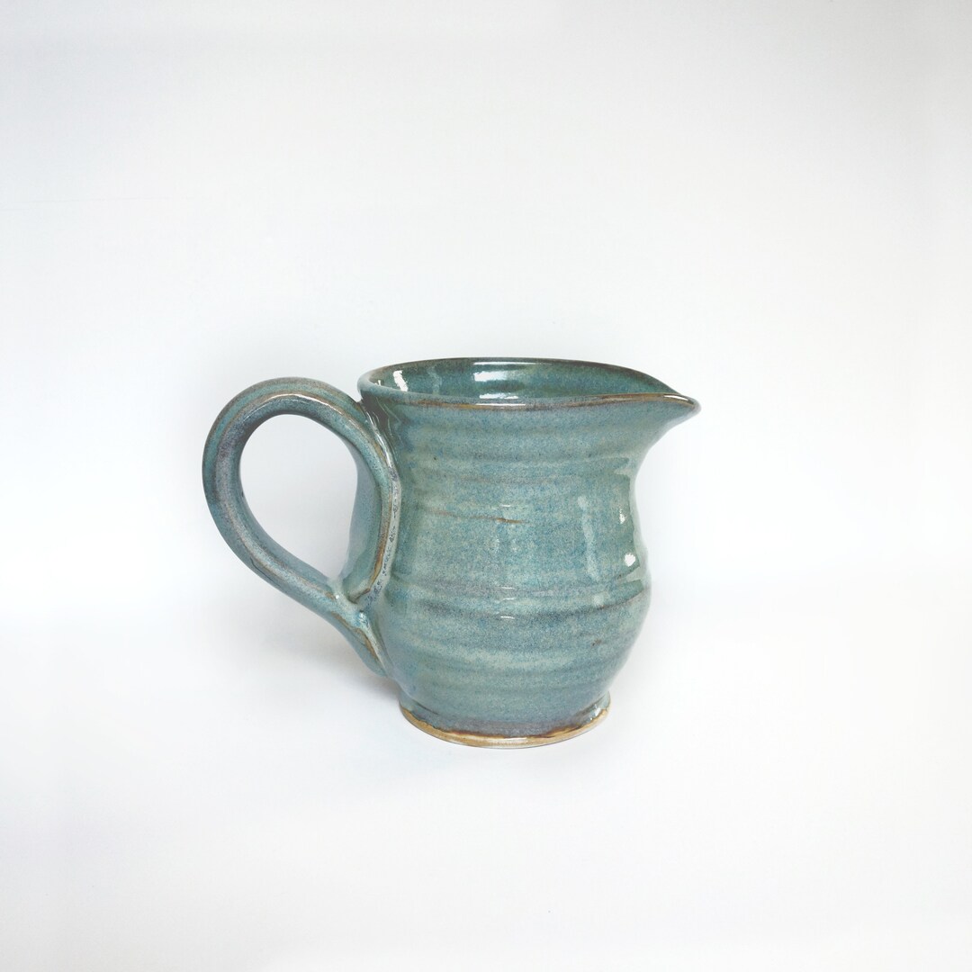 Pottery Pitcher. Small Creamer. Blue Pitcher. Ceramic Pitcher. Blue and ...