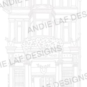 Dublin Stag's Head Pub Coloring Page, Urban Sketching (digital Download ...
