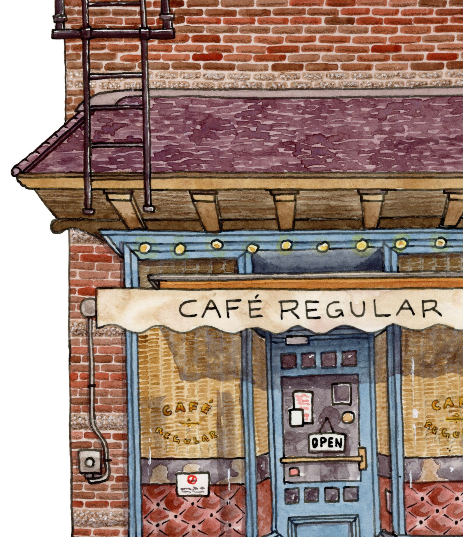 NYC Printable Colouring Sheet for Adult and Kids, Café Regular, Urban ...