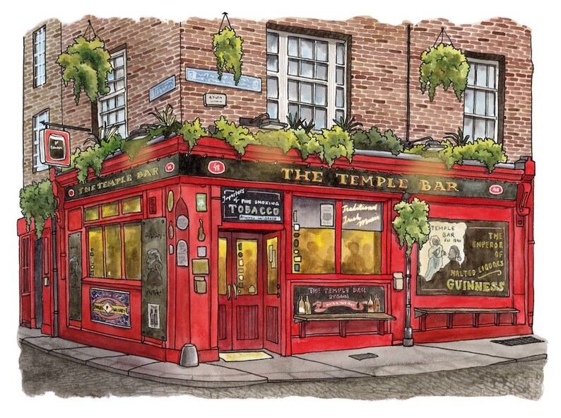 Temple Bar Dublin Colouring Page, Urban Sketch Printable (instant ...